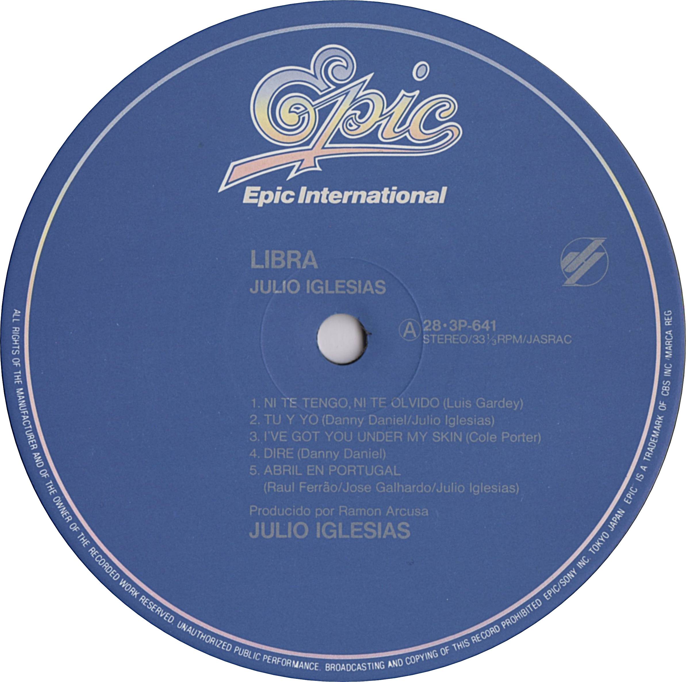 Julio Iglesias Libra [lp label a jpn] | CD Covers | Cover Century ...